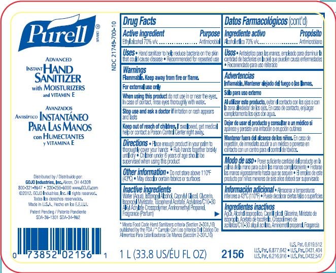 PURELL Advanced Instant Hand Sanitizer (liquid) GOJO Industries, Inc. PURELL Advanced Instant Hand Sanitizer (liquid) GOJO Industries, Inc.